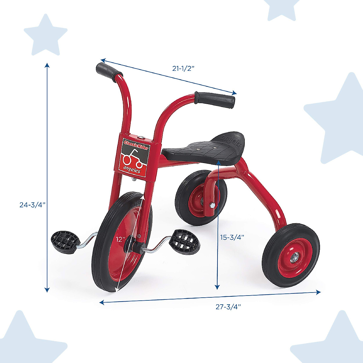 Children’s Factory ClassicRider 12" Toddler Tricycle, Kids Tricycle with Rubber Wheels, Red/Black