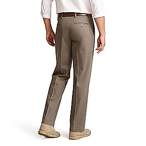 Dockers Men's Classic Fit Signature Khaki Lux Cotton Stretch Pants-Pleated (Regular and Big & Tall), Dark Pebble, 40W x 32L