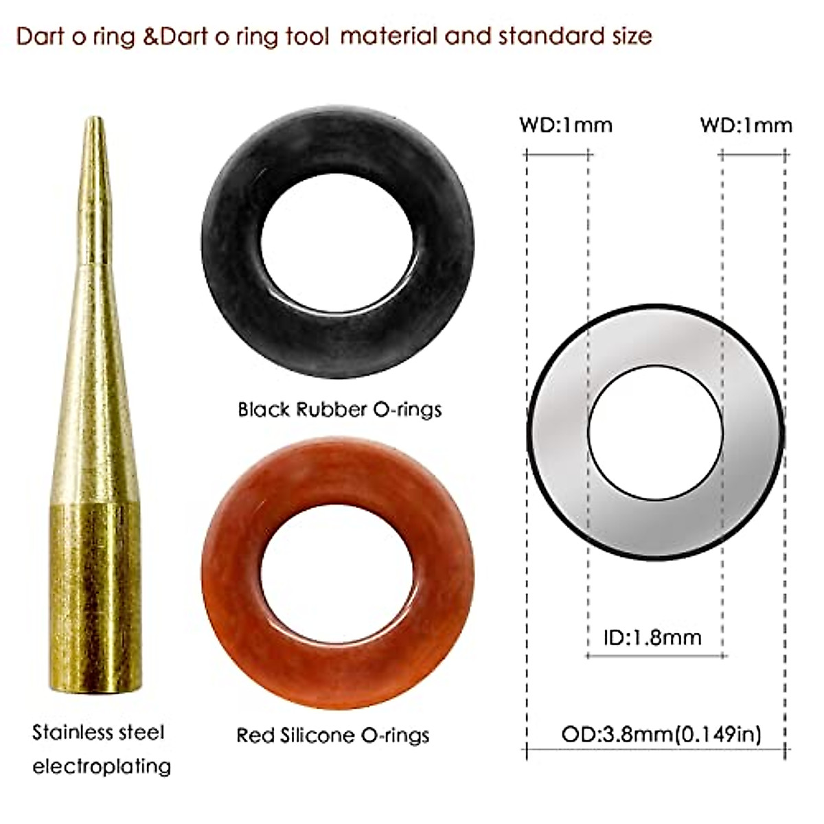 DIOLILI Dart Shaft O-Ring Applicator Tool+200 Pcs Black Rubber O-Rings+200 Pcs Red Silicone Ring+50 Pcs Dart Steel Rings Accessory Washers Keep Shafts Tight …