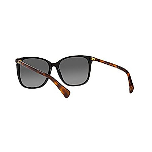 Ralph by Ralph Lauren Women's RA5293 Square Sunglasses, Shiny Black/Polarized Gradient Brown, 56 mm