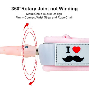 HUGVIDAS Anti-Lost Wrist Strap, Child Safety Belt with Key Lock, Breathable Toddler Traction Belt, Anti-Lost Wrist Strap (Pink 2, 2M/6.5Ft)