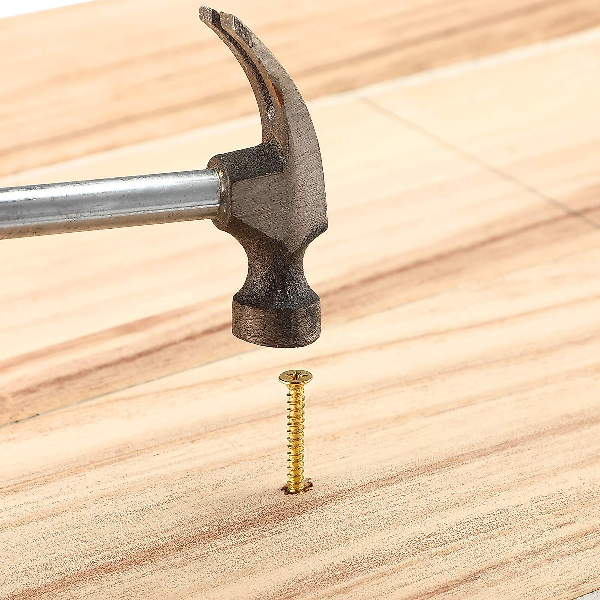 Hotop 100 Pcs Gold Screws M4 Nails and Screws for Picture Hanging Multi Purpose Wall Hardware Nails Bulk, 2 Inch,1.6 Inch,1.2 Inch in Length(Gold)