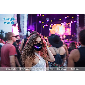 Magic Mask LED Lighted Face Mask, Smart Face Cover, Digital Programmable Lights, Bluetooth App Controlled, Wireless, Adults, Men, Women