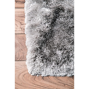 nuLOOM Latonia Modern Silky Shag Area Rug, 4x6, Silver