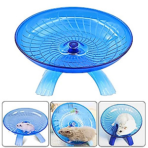 Hamster Flying Saucer Silent Running Exercise Wheel for Syrian Rat Gerbils Mice Chinchilla Guinea Pig Small Animals (Blue)
