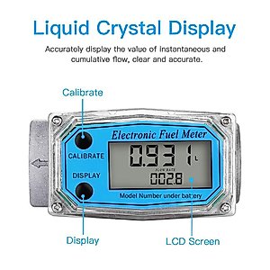 Digital Turbine Flow Meter,1″ Digital LCD Display with NPT Counter Gas Oil Fuel Flowmeter,Pump Flow Meter,Diesel Fuel Flow Meter for Measure Diesel, Kerosene, Gasoline