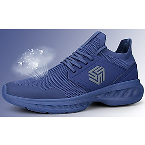 Giniros Mens Slip On Walking Shoes Non Slip Running Shoes Breathable Workout Shoes Lightweight Gym Sneakers Dark Blue Size 9.5