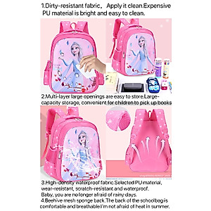 HONTUBS 16" Schoolbags, primary school students, girls, kindergarten girls, lightweight children‘s backpacks for grades (Sky blue 16＂)