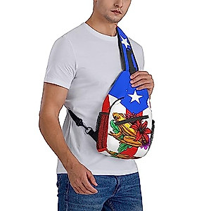 MANQINF Puerto Rico Flag Sling Bag,Multipurpose Crossbody Backpack Shoulder Chest Bag for Women Men Travel Hiking Daypack