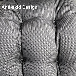 Srutirbo Waterproof Patio Lounge Chair Cushion, Indoor Outdoor Floral Printed Sun Lounger Pad Replacement with Ties, Rocking Chair Sofa Cushion Non-Slip High Back Chair Cushions, 66 Inch (Grey)