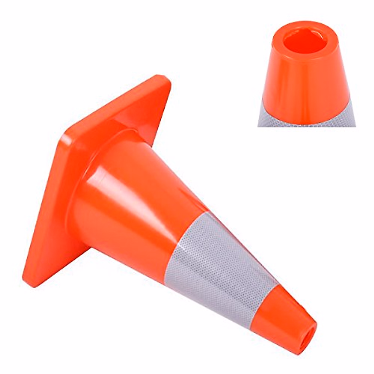 Reliancer 6PCS 18" Traffic Cones PVC Safety Road Parking Cones Weighted Hazard Cones Construction Cones for Traffic Fluorescent Orange w/4" Reflective Strips Collar