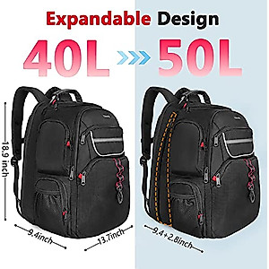 Travel Laptop Backpack, Large Expandable Backpacks with USB Charging Port, Anti Theft College School Bookbag Airline Approved, TSA Business Bag Gift for Women Men Fit 17.3 Inch Computer, Black
