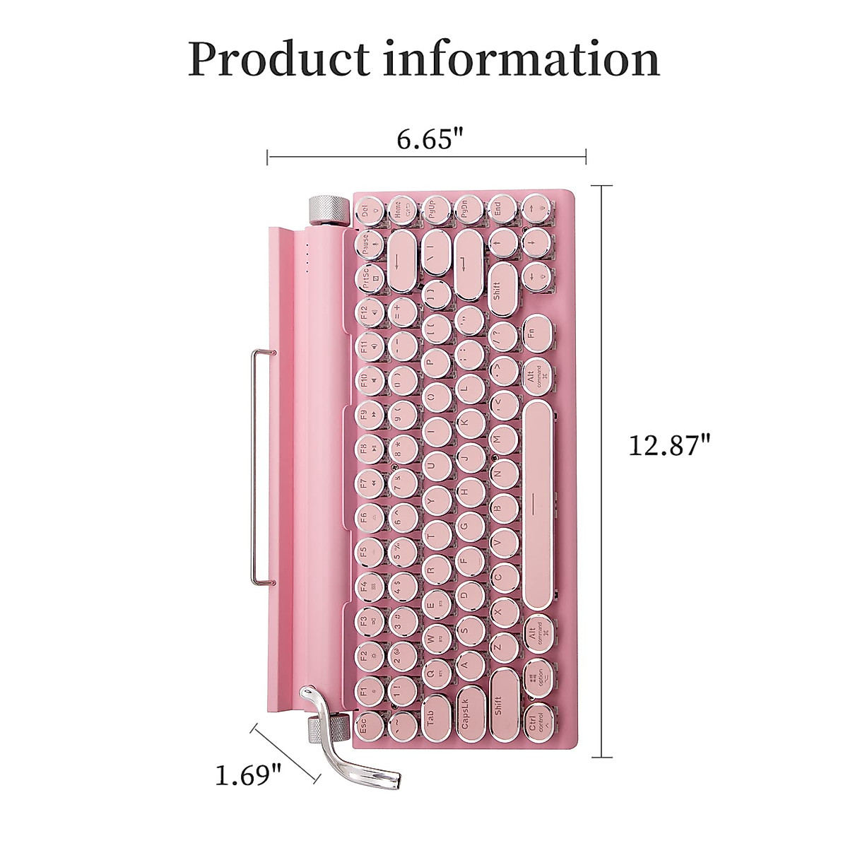 Adventurers Typewriter Keyboard,Bluetooth Wireless Keyboard with 83 Keys Hot Swappable Blue Switch/Round Keycaps/White Backlit/Compact 75% Layout Wired Keyboard for Windows/Mac/PC/Laptop/ipad,Pink