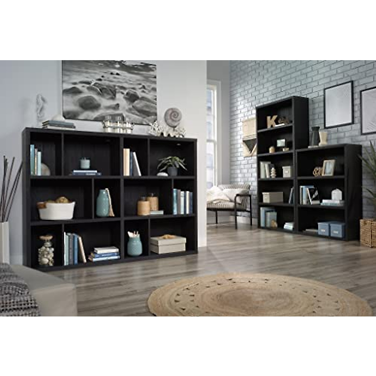 Sauder Horizontal Bookcase, Raven Oak Finish