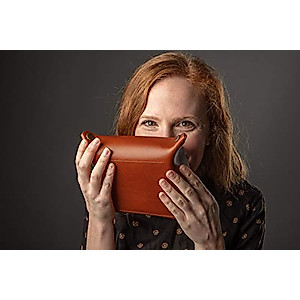 USA Made Premium Leather Valet Tray, Folds Flat! Little Buddy Dice Rolling Basket and Organizer With Brass Snaps - Reinforced Felt Bottom - For Keys, Jewelry, Coin, EDC, Watch Storage Caddy - Chestnut