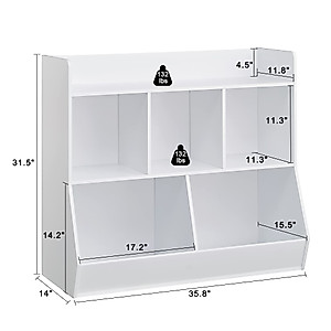 Kovhzcu Toy Storage Organizer with Bookshelf, 5-Cubby Children's Toy Shelf, Toy Storage Cabinet, Suitable for Children's Room, Playroom, Hallway, Kindergarten, School