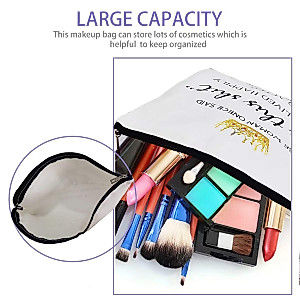 Cokosoxo Travel Bag Adventure Awaits Cosmetic Bag Nature Linen Cotton World Map Makeup Case Great Gift for Women Friends Bestie Daughter Graduation Friendship Birthday Gifts,10x7.5 Inch