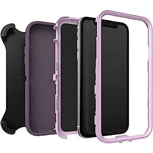 OtterBox iPhone 11 Defender Series Case - PURPLE NEBULA (WINSOME ORCHID/NIGHT PURPLE), rugged & durable, with port protection, includes holster clip kickstand