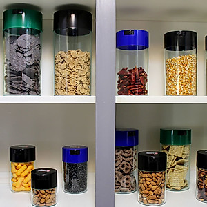 Tightvac - 1/2 oz to 3 ounce Airtight Multi-Use Vacuum Seal Portable Storage Container for Dry Goods, Food, and Herbs - Blue Tint