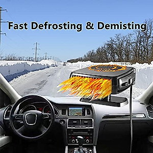 Car Heater Fan 12V 150W Car Defroster, 2 in 1 Portable Vehicle Electronics Car Windshield Defogger - Fast Heating & Cooling Fan, Black, 1 Pack