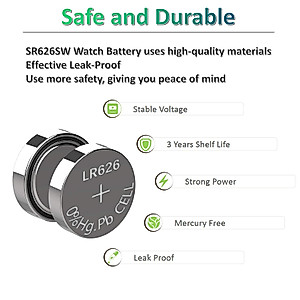 KaPonsec 10 Pack SR626SW AG4 Equivalent 377S 377 LR626 1.5V Button Cell Watch Battery Replacement