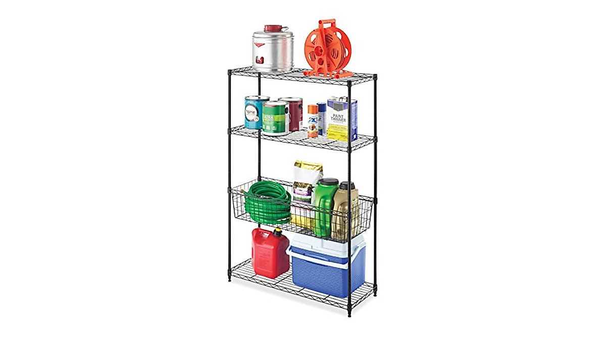 Whitmor Supreme Black Storage Center - Durable 4-Tier Organizer