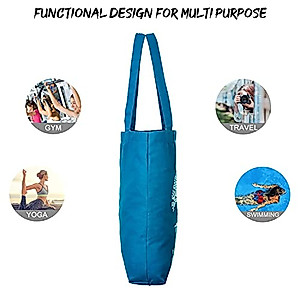 Cotton Canvas Tote Bag With Tree of Life Printed - Ethnic Style Shoulder Bag | Inner Zip Pocket Included | Best for Use In Gym, Shopping, Travel, Beach - Petrol