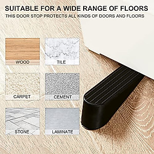 Big Door Stopper Heavy Duty Wedge -Rubber Door Stoppers for Bottom of Door - Security Bar Door Stops for Concrete, Tile and Carpet Floors (2 Pack)