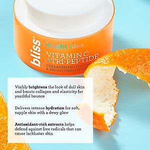 Bliss Tri-Peptide Brightening Moisturizer | Vitamin C & Squalane | Hydrating Anti-Aging Face Cream for Radiant Skin | Clean Vegan & Cruelty Free 1.7 fl oz