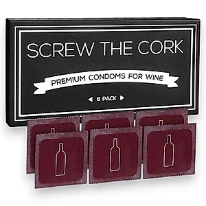 Screw The Cork: Condom Style Wine Bottle Stoppers (6 Pack) • Air-Tight Rubber Seal for Fresh Wine • Funny Wine Gifts & Novelty Gag Gift • Great For Bachelorette Parties, Birthdays & Christmas