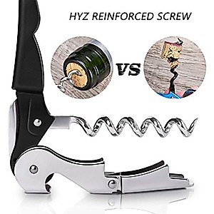 HYZ Heavy Duty Chrome Waiter Corkscrew Wine Opener with Foil Cutter, Professional 2Pack Wine Key for Bartenders and Waiter, Black Bottle Opener for Wine and Beer