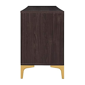 58” L Sideboard with Gold Metal Legs and Handles, Wood Console Table Storage Cabinet Sufficient Storage Space Magnetic Suction Doors (Espresso-J5)