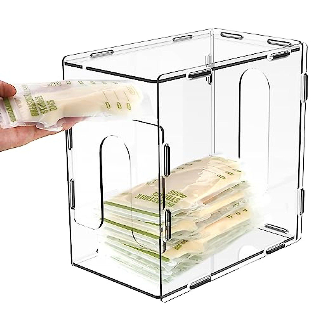 Breast Milk Storage Tower Freezer Storage Organizer, Clear Acrylic Feed Baby Breastmilk Storage Bags Containers for Fridge, Reusable Breastfeeding Accessories, Holds Up to 56 Oz Milkies
