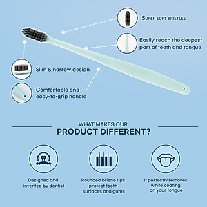 jedon 4Pcs Soft Bristle Toothbrush,for Sensitive Teeth and Gums Care,High Density Contact bristles Compact Head & Slim Design