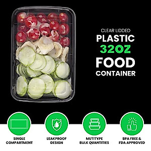 WGCC Meal Prep Containers, 10 Pack 32OZ Food Storage Containers with Lids, Extra-thick To Go Containers, Reusable Bento Lunch Box, BPA-Free, Microwave/Dishwasher/Freezer Safe