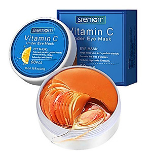 sremom Under Eye Patches Under Eye Mask for Dark Circles Puffiness Bags Treatment 60 Pcs Vitamin C Eye Mask Collagen Under Eye Gel Pads，Under Eye Bags Treatment