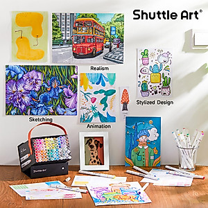Shuttle Art 101 Colors Dual Tip Alcohol Based Art Markers,100 Colors plus 1 Blender Permanent Marker Pens Highlighters with Case Perfect for Illustration Adult Coloring Sketching and Card Making