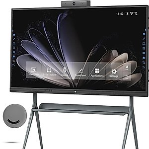 TIBURN Interactive Whiteboard Smartboard Board 75" R2 Pro 4K UHD Touch Screen Smart Board (Electronics whiteboard with Removable Stand, Conference Camera, Conference Speaker)