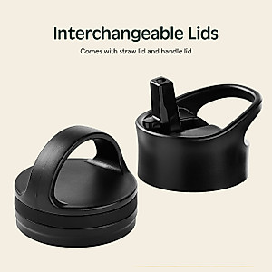 Retrospec Alder Insulated Water Bottle with Straw Lid & Handle Cap - Stainless Steel Wide Mouth Double-Wall Vacuum Insulated Thermos - BPA Free Leakproof Canteen - Honey, 22oz