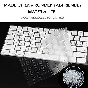 ProElife Keyboard Cover Skin for 2018-2017 Apple Magic Keyboard with Numeric Keypad A1843 US Enter MQ052LL/A Wireless Bluetooth Keyboard Ultra Thin Full Size TPU Protector, 0.13 mm, Transparent Clear