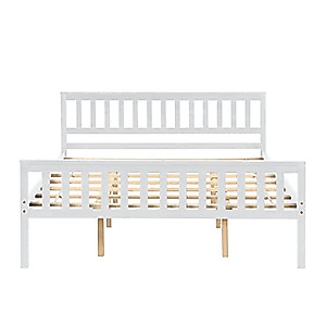 HAUSHECK Queen Size Bed Frame w/Headboard & Footboard, Platform Bed with 12" Under Storage Space, Wood Bedframe for Kids, Teen, Adults, No Box Spring Needed, Wooden Slats Support Mattress Foundation