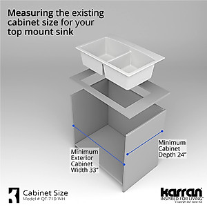 Karran QT-710 Drop-in Quartz Composite 33 in. 1-Hole 50/50 Double Bowl Kitchen Sink Kit in White