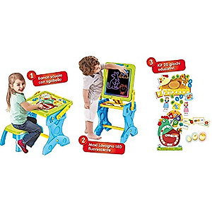 Liscianigiochi Carotina Banquet Chalkboard Led 3 in 1 Game for Kids, 77465, Multicolor, ‎94.5 x 9 x 67 cm; 2.8 kg