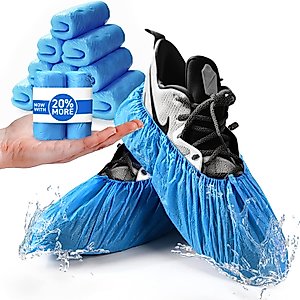 120 PCS Shoe Covers Disposable Non Slip, Waterproof, Recyclable Shoe Booties, Larger Fit - All Sizes Up To 13 US Men - shoe covers for indoors