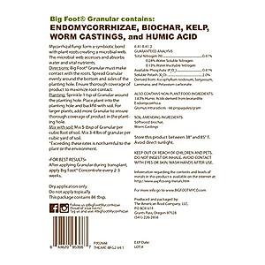 BIG FOOT GRANULAR Organic (2 lb )Mycorrhizae Fungi Inoculant with Plant Food Nutrient ingredients for Plant Root Growth, Use For Transplanting, 2 lbs