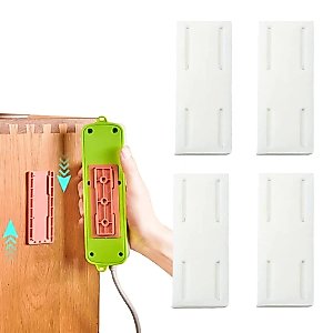 4Pcs Self-Adhesive Desktop Socket Fixer - Self Adhesive Power Strip Holder, Power Strip Holder fixator, Desktop Mountable Plug-in Socket Fixer Bracket Stand (White)