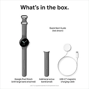 Google Pixel Watch 1st Gen (Previous Model) - Android Smartwatch with Fitbit Activity Tracking - Heart Rate Tracking Watch - Polished Silver Stainless Steel case with Chalk Active band - LTE