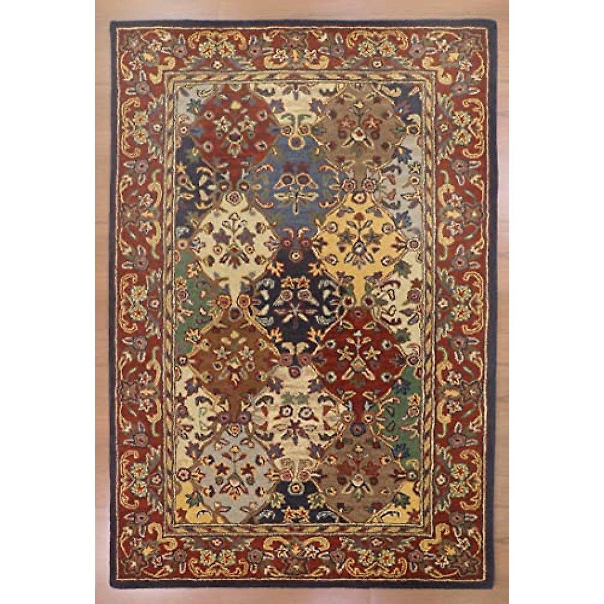 Allen Home Wool Area Rug | Alive Bakhtiyar Beige Area Carpets Suitable for Home Office, Living Room, Bedroom, Dining Room | Handcrafted | Traditional Wool Rugs | 100% Wool | 5'X8' |