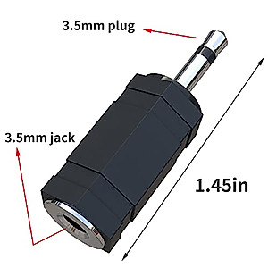 Goupchn 3.5mm Mono to Stereo Adapters 5 Pack 1/8" Mono Male Plug to 1/8" TRS Stereo Female Jack Socket for Headphone, Radio