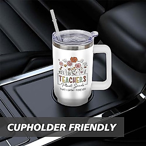 thmasamwr 40oz Teacher Tumbler with Handle, Stainless Steel Teacher Water Bottle Cup, Teacher's Travel Coffee Mug, Thanksgiving,Christmas,Graduation Gifts for Teachers